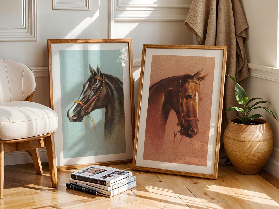 Retro Horses Art Prints Western Horse Posters Set of 2 Vintage Horse ...
