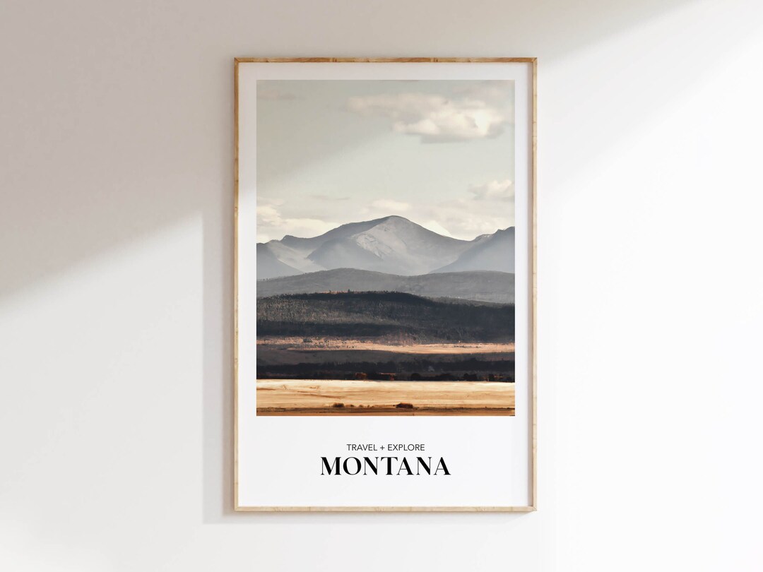 Rustic Montana Travel Poster, Rocky Mountains Print - Etsy
