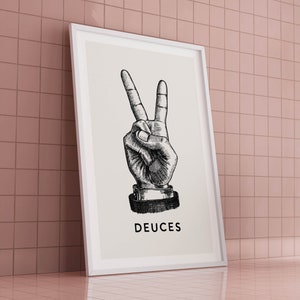 Deuces Print Funny Bathroom Print Retro Funny Bathroom Wall Art ...