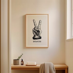 Deuces Print Funny Bathroom Print Retro Funny Bathroom Wall Art ...