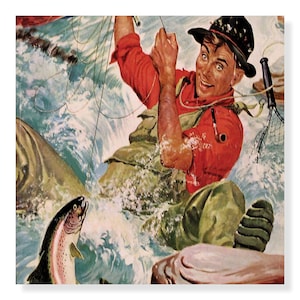 Vintage Fishing Poster Retro Fishing Print Vintage Travel Poster ...