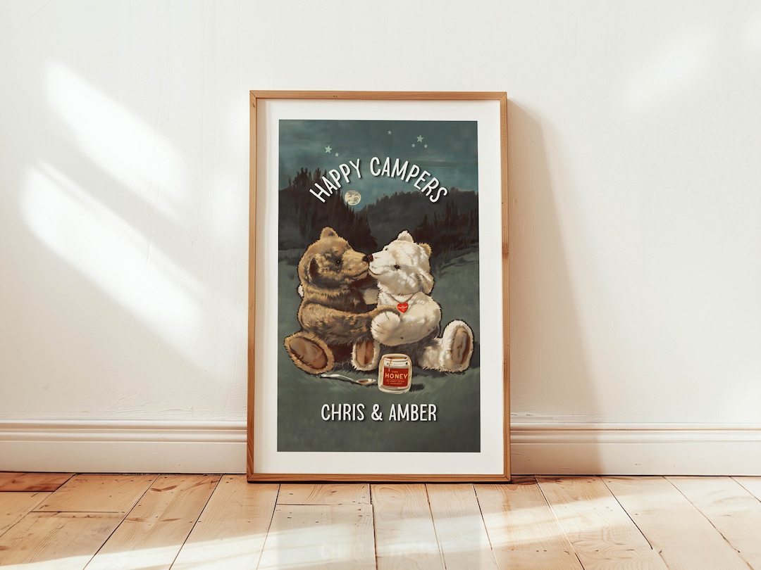 Happy Campers Print Camper Art Wall Decor Retro Camping Poster RV Gift ...