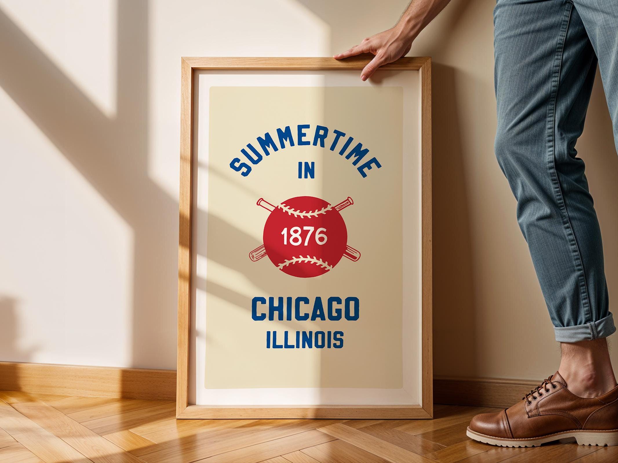 Retro Chicago Sports Prints Retro Baseball Art Poster Set of 2 Sports ...