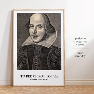 Funny Bathroom Art Wall Decor Shakespeare Classical Print Vintage ...