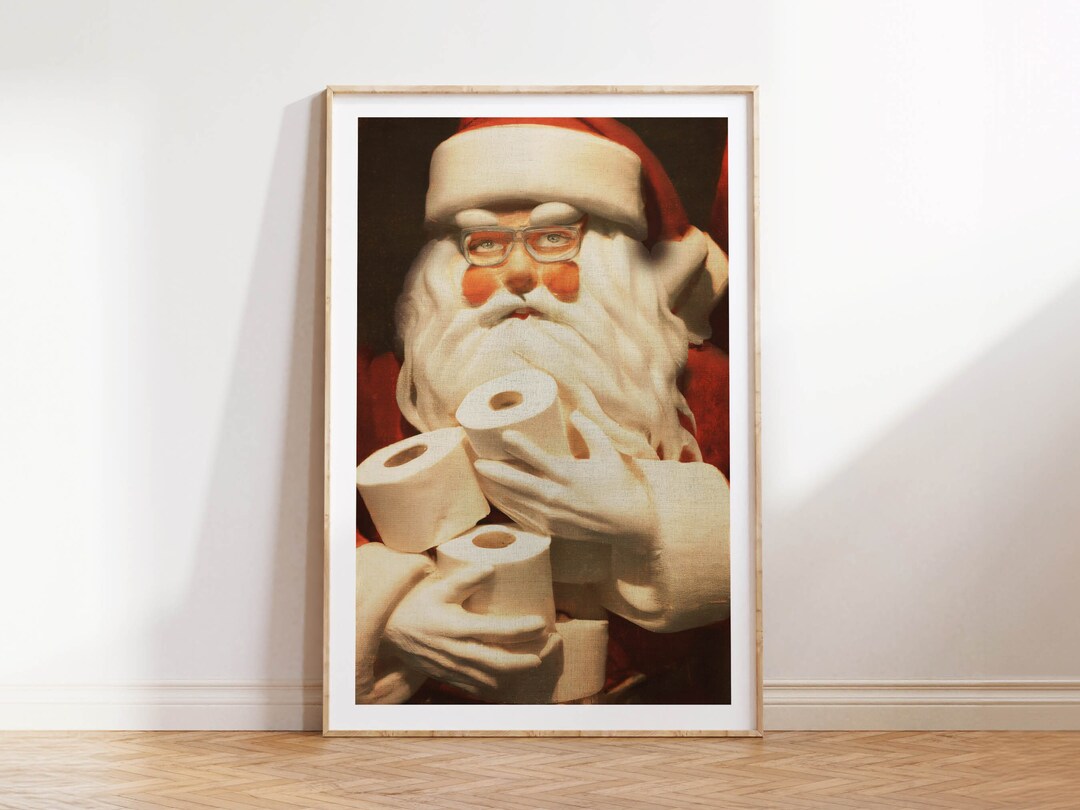 Funny Santa Toilet Paper Print, Vintage Christmas Bathroom Art - Etsy