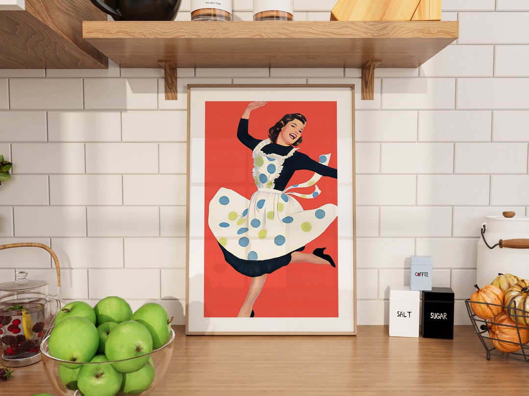 Dancing Kitchen Print Wall Decor Retro Kitchen Wall Art Color Pop Art ...
