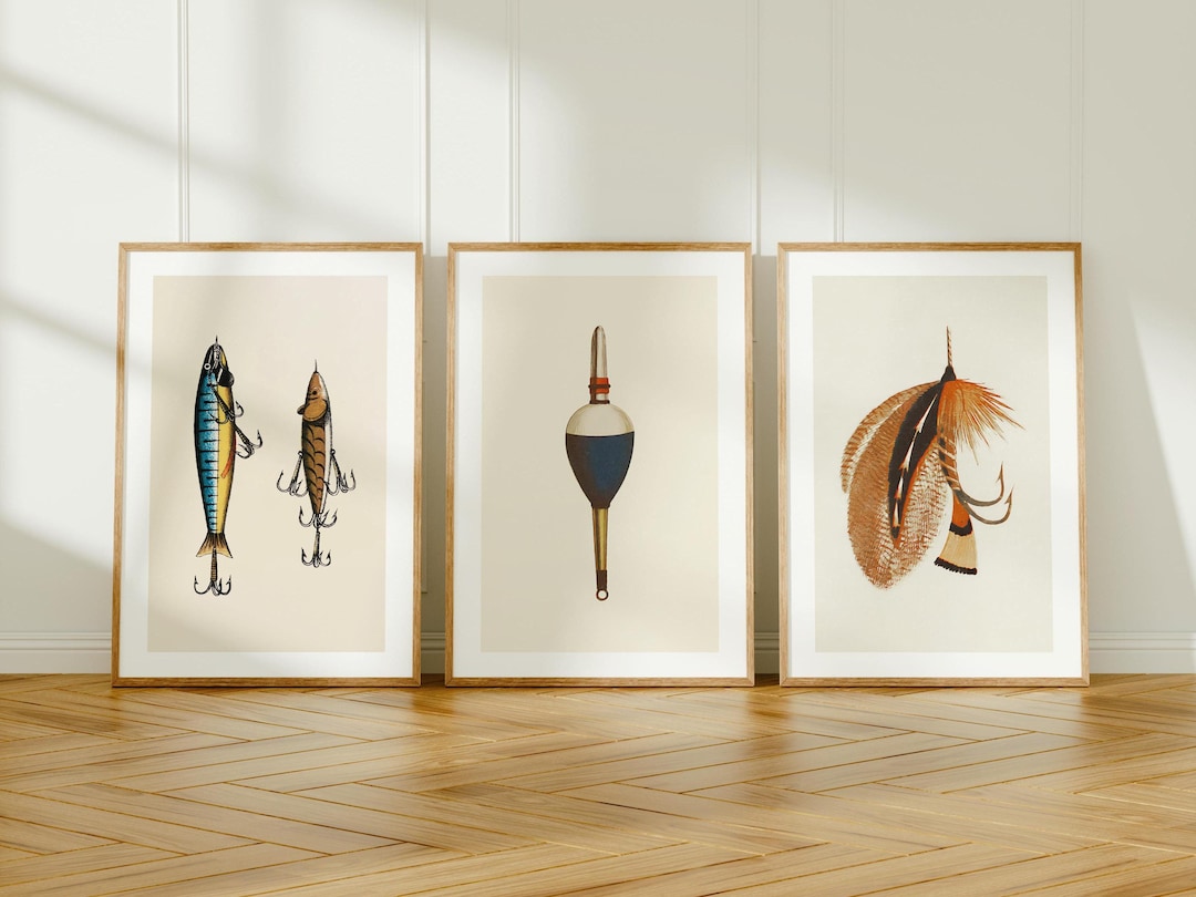 Retro Fishing Gear Prints Old Time Fishing Art Poster Set of 3 ...