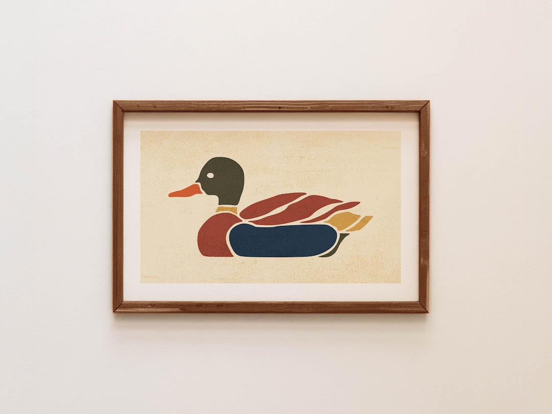 Retro Duck Print Outdoors Art Mallard Poster Hunting Gift for Dad ...