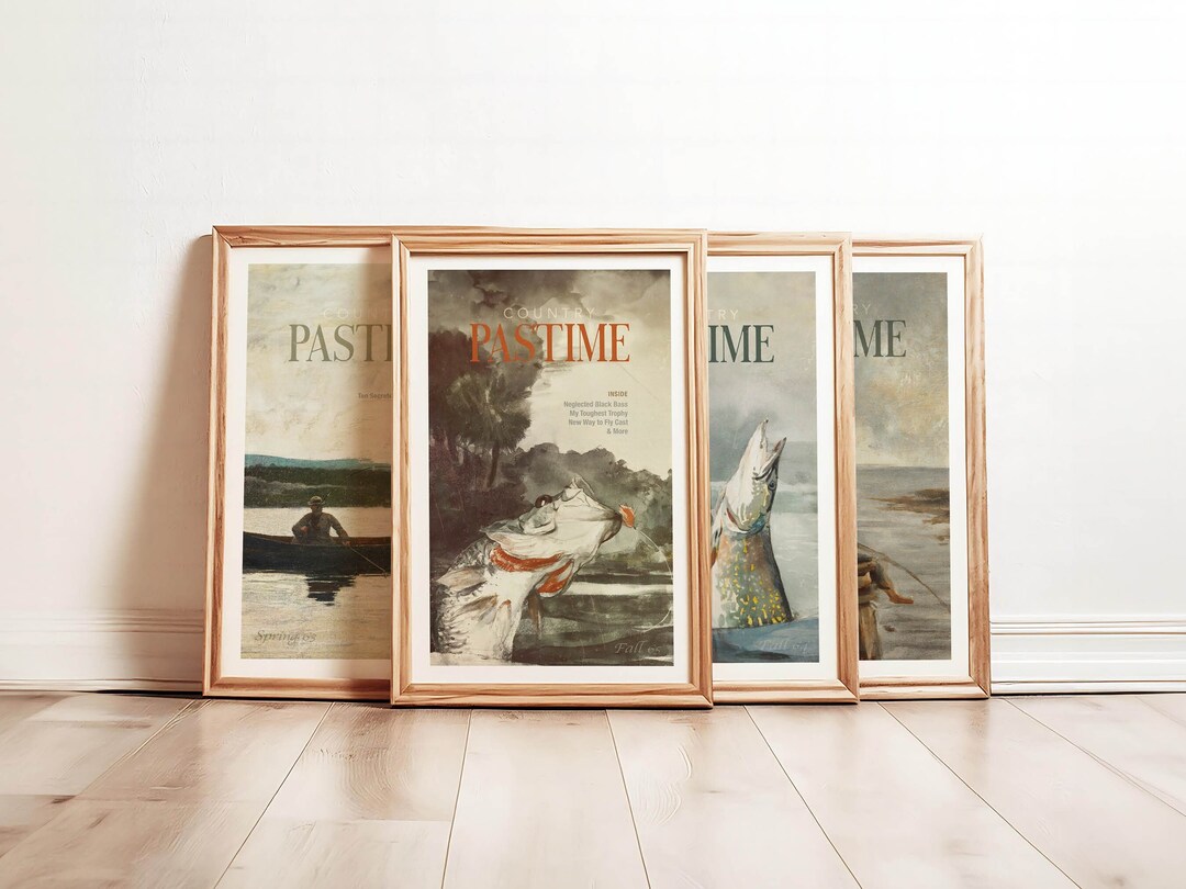 Rustic Fishing Prints Set of 4 Fishing Prints Retro Fish Decor ...
