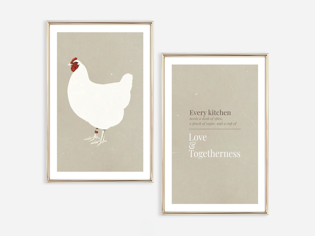 Vintage Chicken Kitchen Print Set of 2 Prints - Etsy