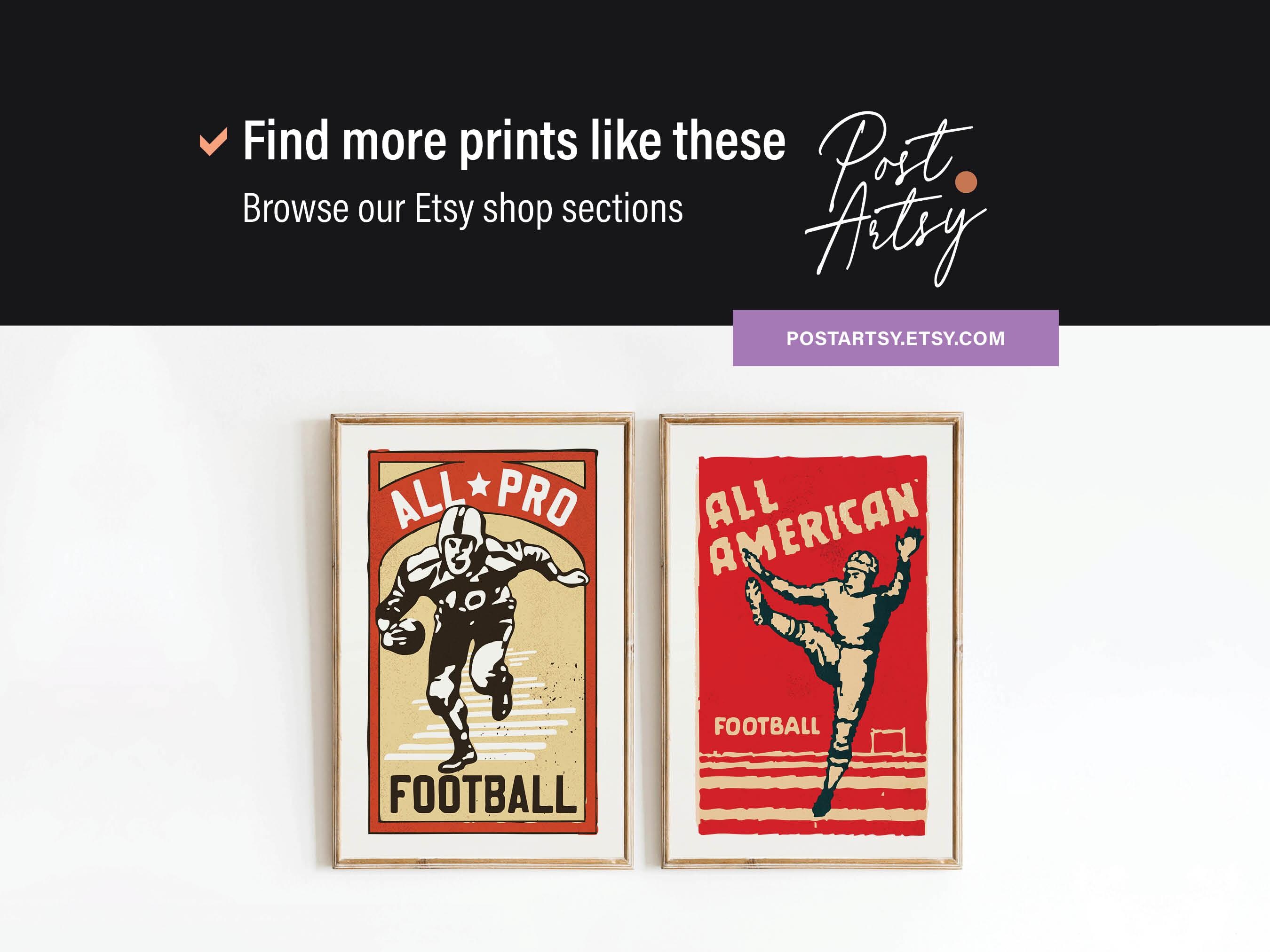 Retro Football Art Print, American Football Throwback Poster - Etsy