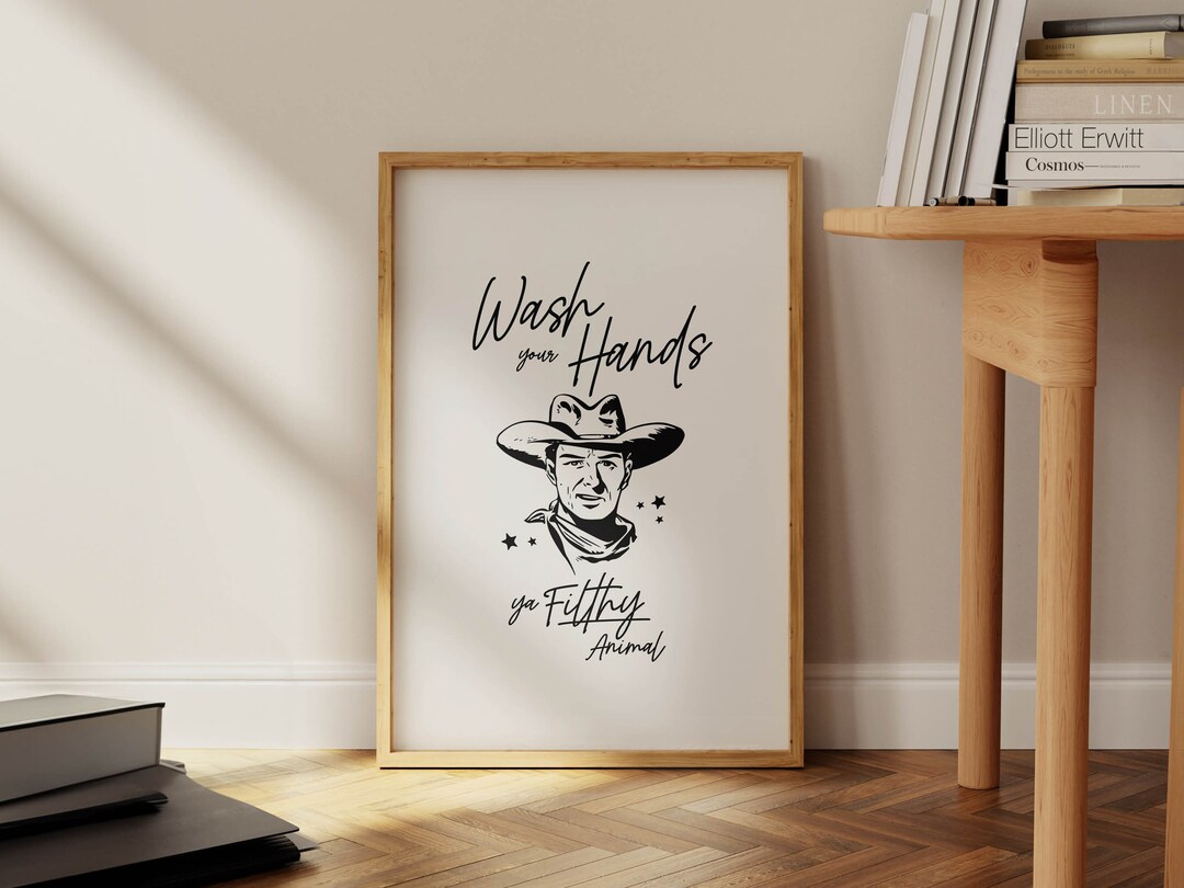Wash Hands Bathroom Print Cowboy Bathroom Wall Art Western Bathroom ...