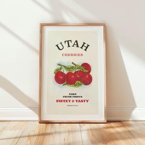 Utah Cherries Print Retro Kitchen Art Decor Farmhouse Cherries Kitchen ...