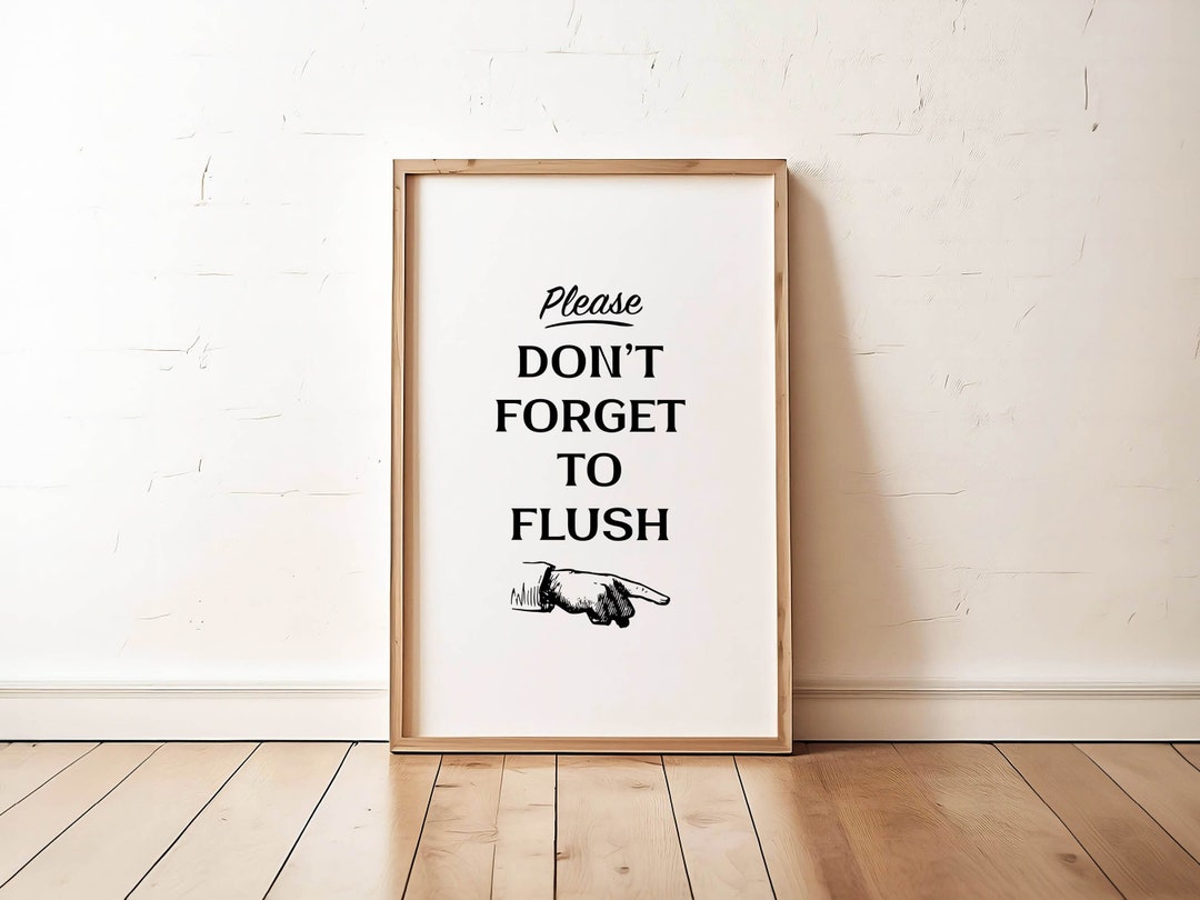 Retro Bathroom Print Funny Bathroom Wall Art Please Flush Bathroom ...