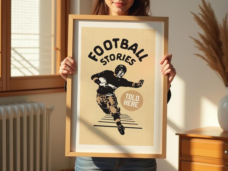 Retro Football Art Print, American Football Throwback Poster - Etsy