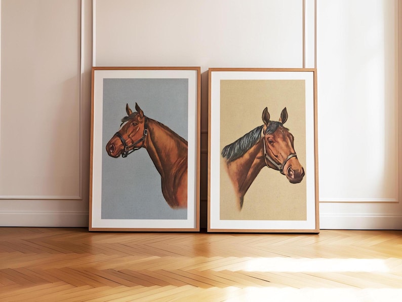Retro Horse Prints Outdoors Art Western Horse Posters Set of 2 Vintage ...