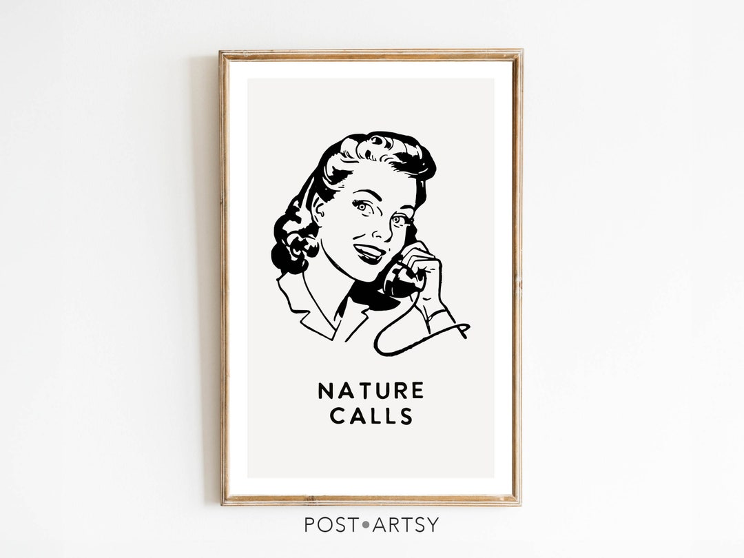 Nature Calls Bathroom Print Funny Bathroom Wall Art Bathroom Poster ...