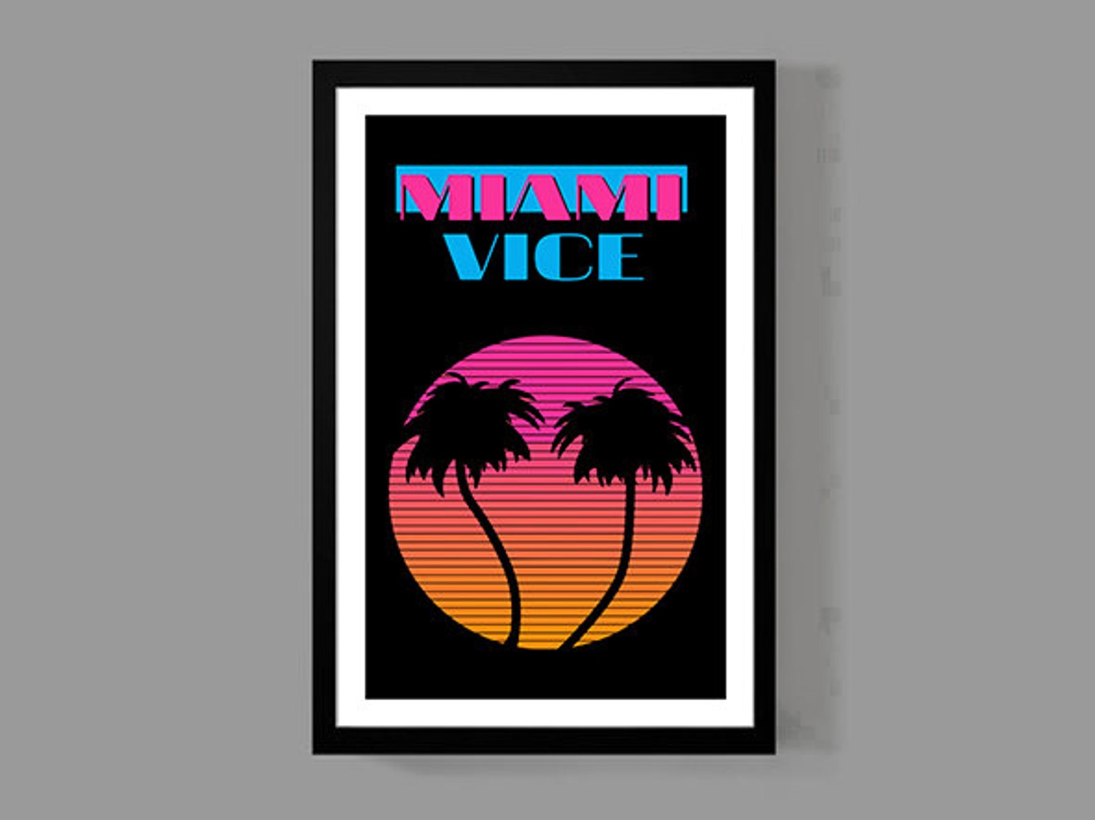 80's Poster Miami Vice Poster Classic Sunset / Palm | Etsy