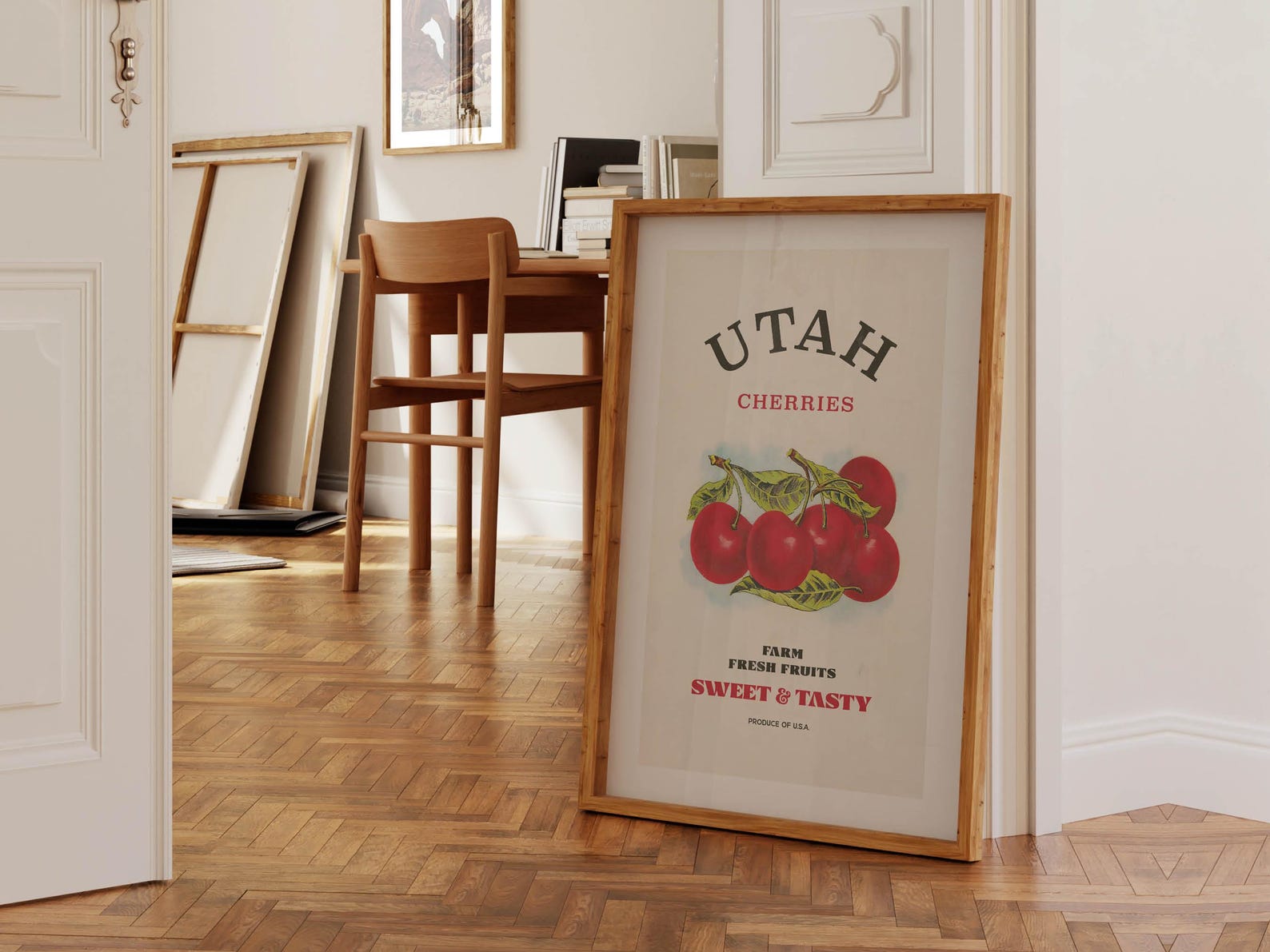 Utah Cherries Print Retro Kitchen Art Decor Farmhouse Cherries Kitchen ...