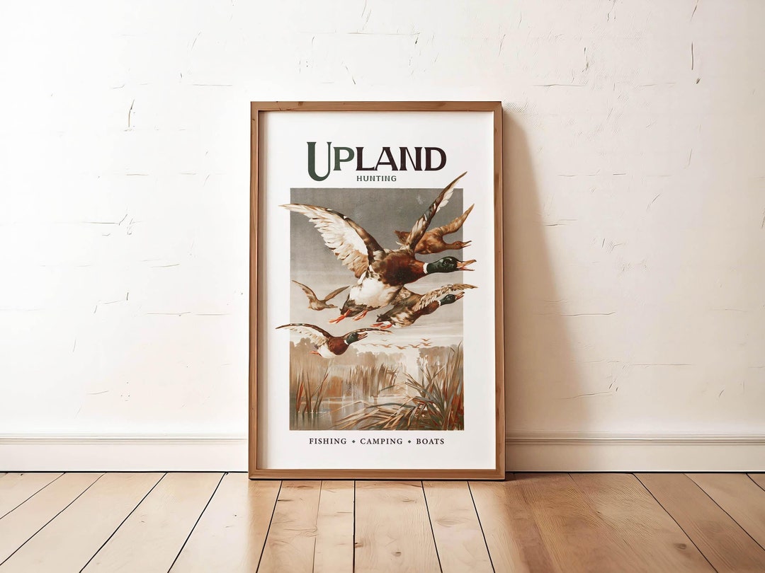Retro Mallard Print Gift for Hunter Retro Hunting Art Poster Cabin Wall ...