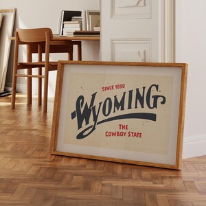 Retro Wyoming Art Print Cowboy State Wyoming Poster Wyoming Wall Decor ...