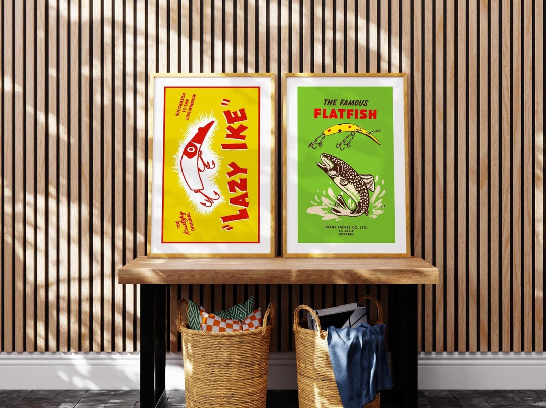 Fishing Lure Prints Retro Fishing Art Poster Set of 2 Fishing Wall Art ...