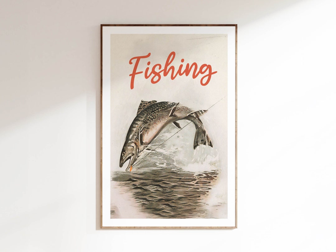 Classic Fishing Print Vintage Fishing Poster Retro Fishing Wall Decor ...