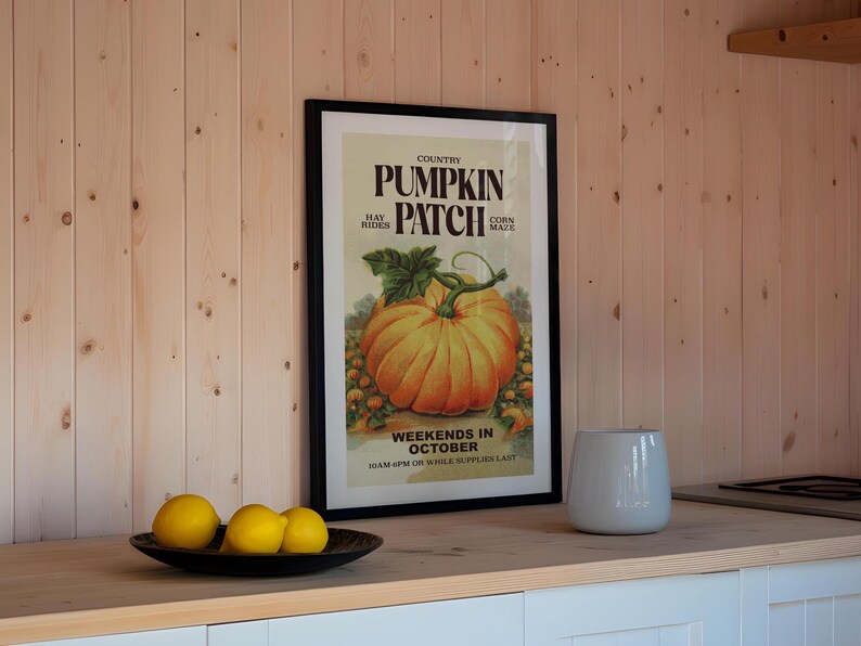 Retro Pumpkin Patch Print, Farmhouse Kitchen Fall Decor - Etsy UK