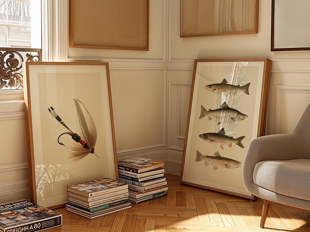 Retro Fly Fishing Prints Fishing Art Poster Set of 2 Fishing Wall Art ...