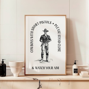 Bathroom Cowboy Art Print Bathroom Wall Decor Guest Bathroom Western ...