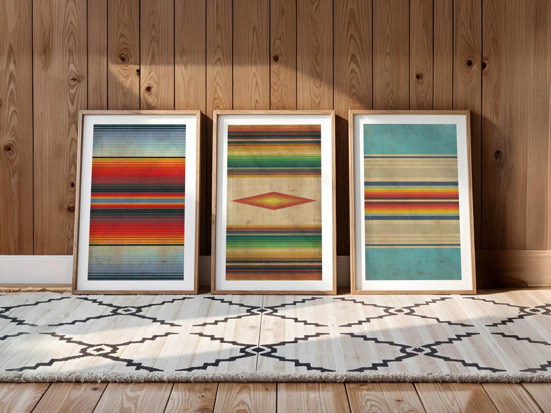 Rustic Serape Prints Retro Saltillo Serape Art Poster Set of 3 Mexican ...