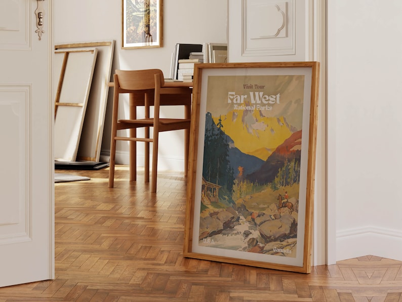 Far West National Parks Poster, Retro Travel Art Print - Etsy