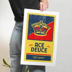 Ace Deuce Print Funny Bathroom Art Retro Bathroom Wall Decor Match Box ...