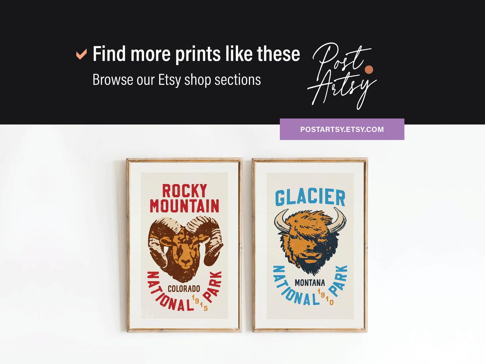 Retro Wyoming Travel Prints Set of 2 Wyoming Art Cowboy State Posters ...