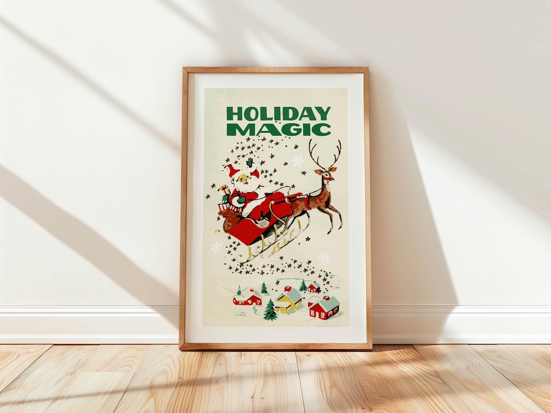 Holiday Magic Christmas Print Retro Christmas Art Poster Kitchen Wall ...
