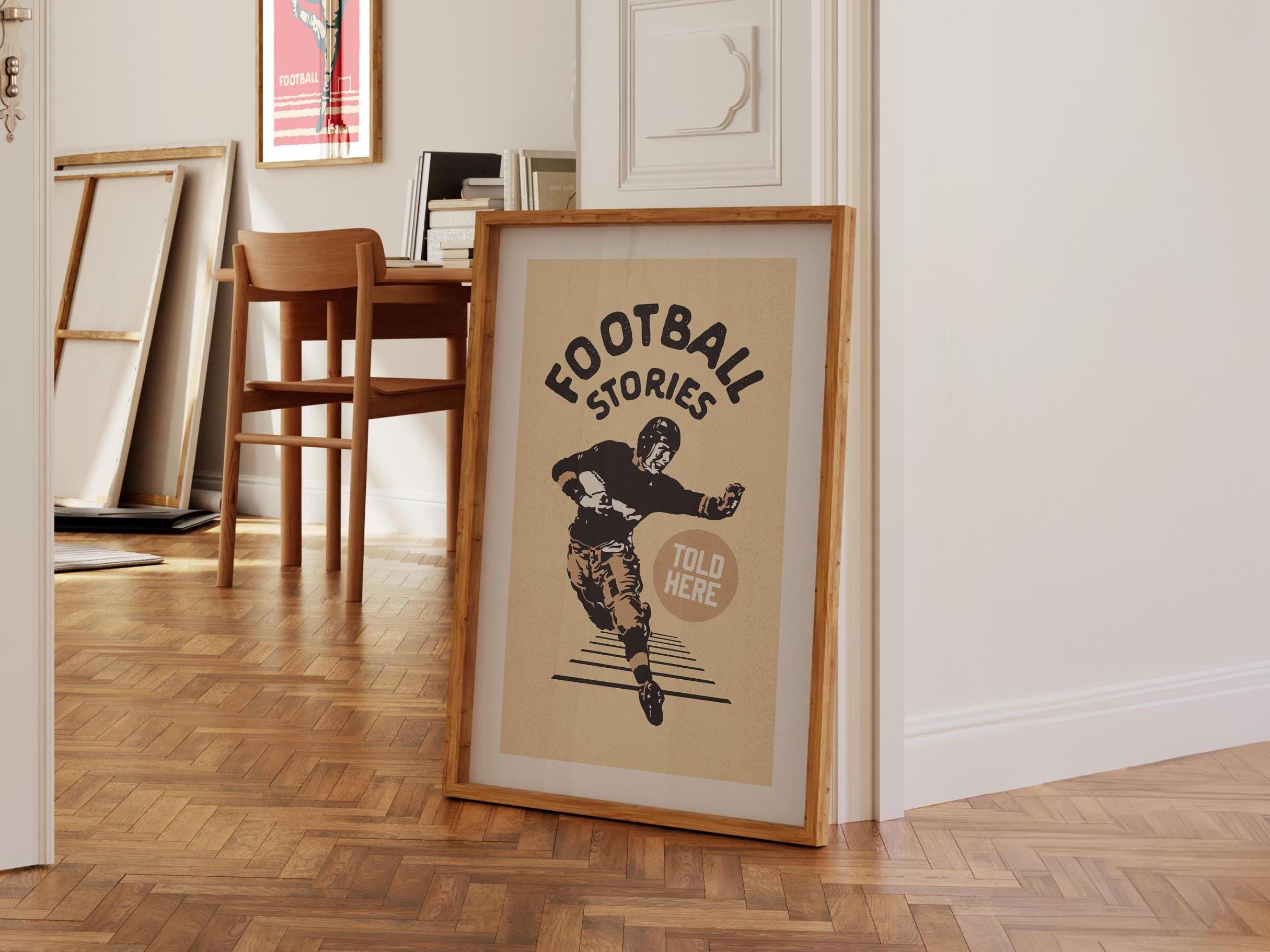 Retro Football Art Print, American Football Throwback Poster - Etsy