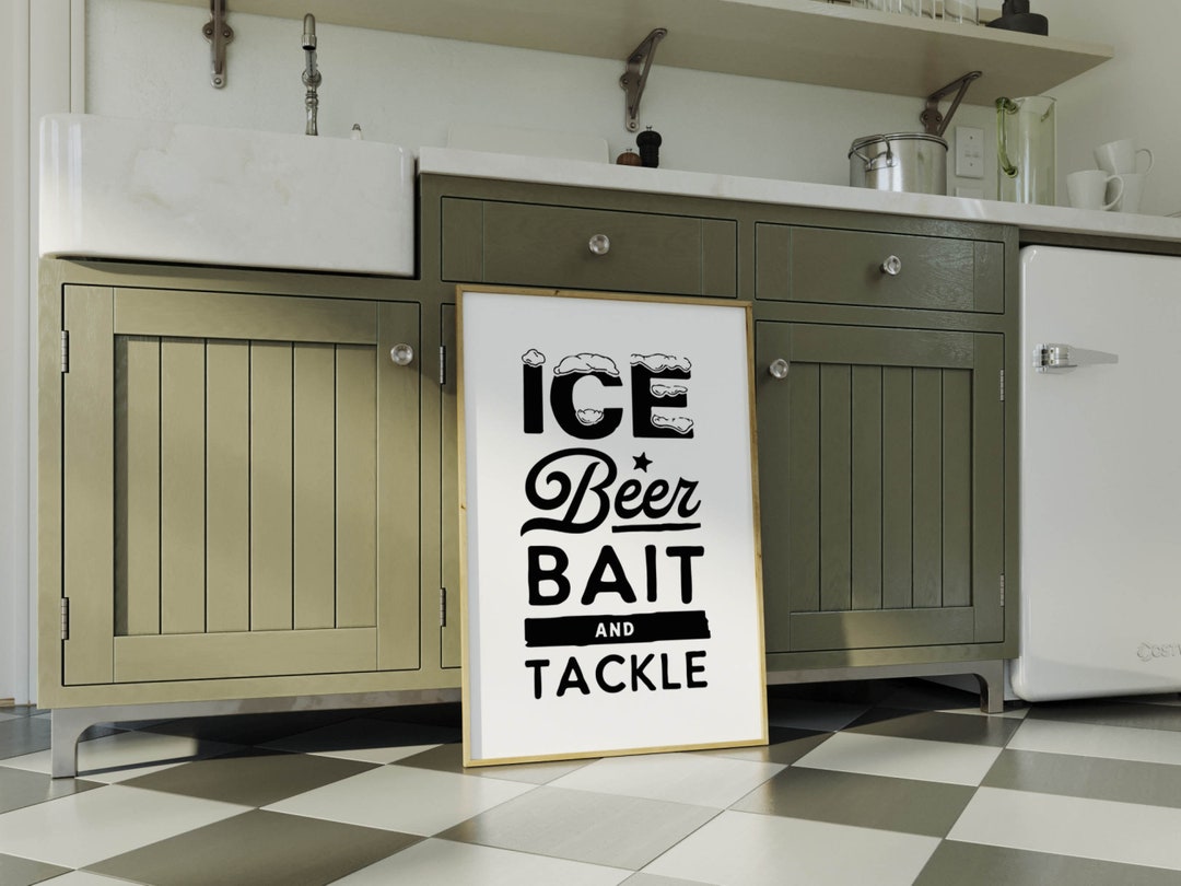 Ice Beer Bar Print Bar Wall Art Beer Bar Decor Fishing + Beer Print Bar ...