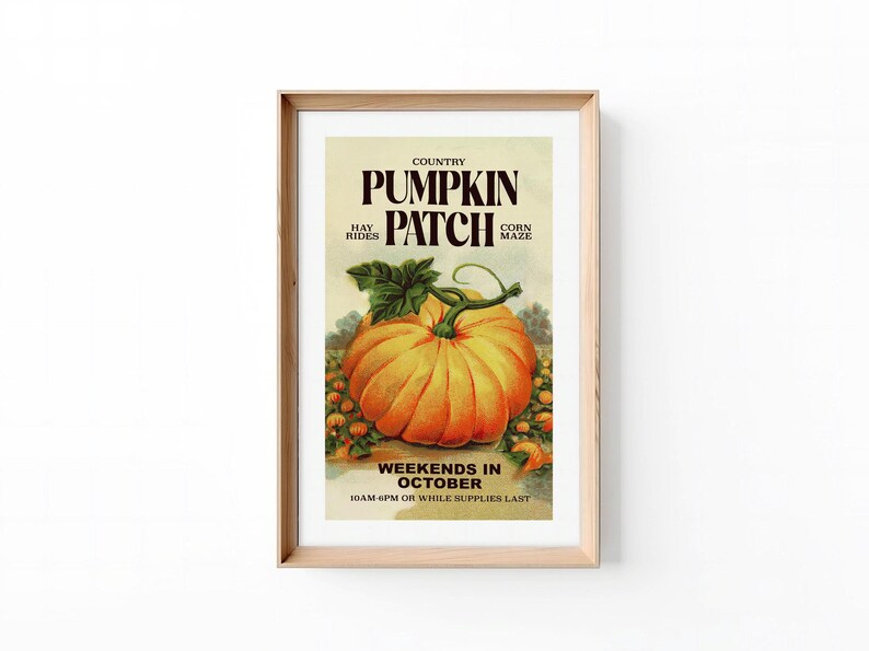 Retro Pumpkin Patch Print, Farmhouse Kitchen Fall Decor - Etsy UK
