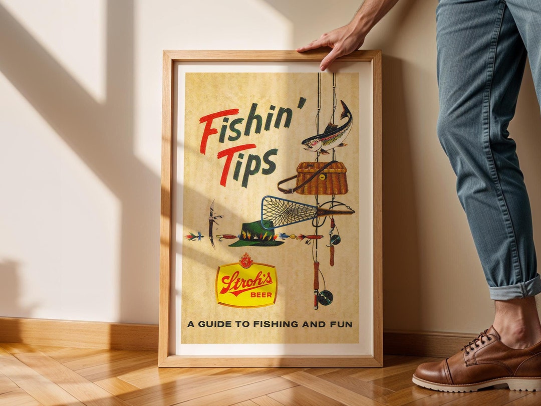 Old Time Fishing Print Gift for Fisherman Retro Fishing Art Poster ...