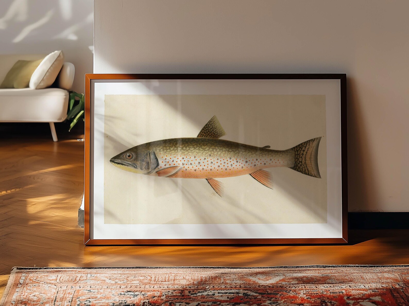 Retro Trout Print Outdoors Art Trout Fishing Poster Outdoorsy Wall ...