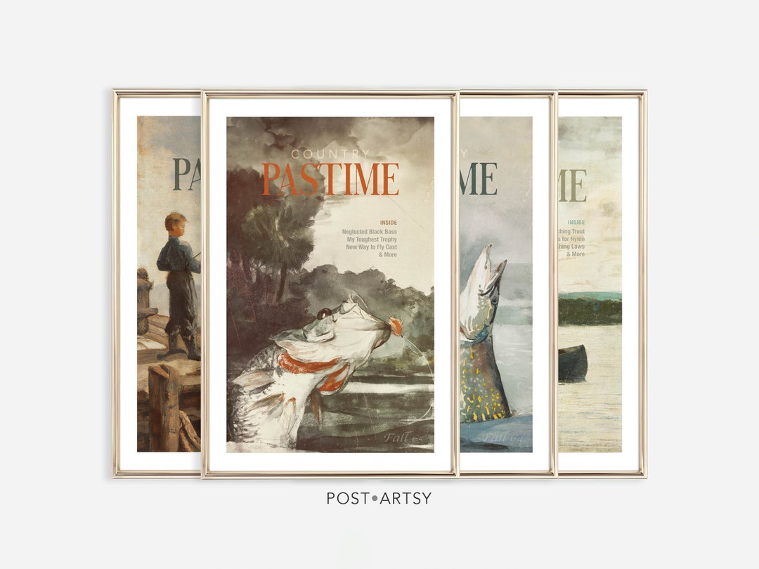 Rustic Fishing Prints Set of 4 Fishing Prints Retro Fish Decor ...