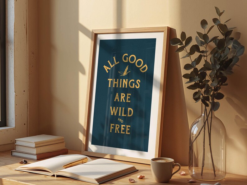 Wild and Free Quote Print: Retro Outdoors Art, Lake House Decor - Etsy
