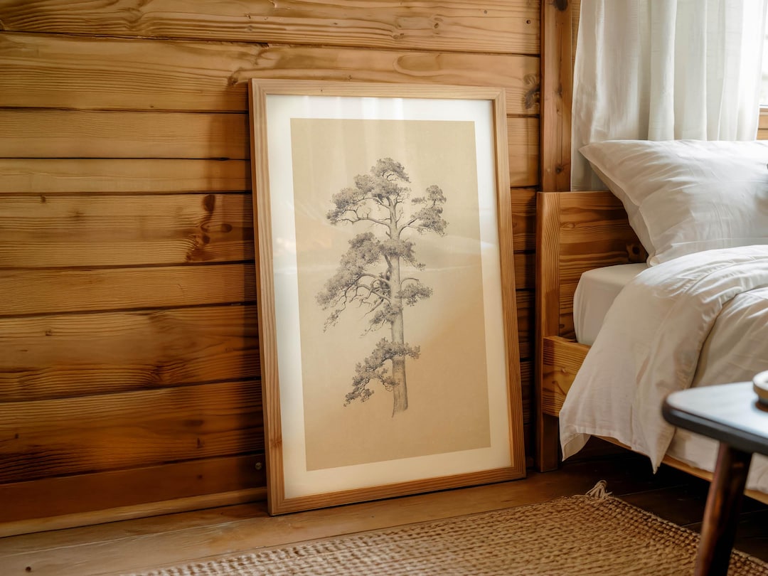 Old Pine Print Retro Outdoors Art Pine Tree Poster Outdoorsy Wall Print ...