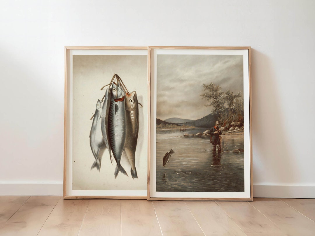 Vintage Fly Fishing Print Set, Rustic Angler Wall Art - Etsy UK