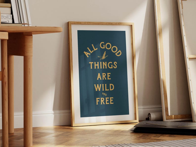 Wild and Free Quote Print: Retro Outdoors Art, Lake House Decor - Etsy