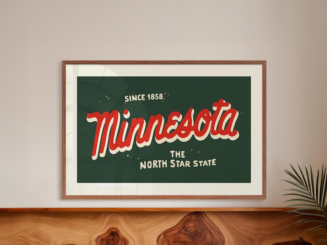 Retro Minnesota Art Print North Star State Minnesota Poster Minnesota ...