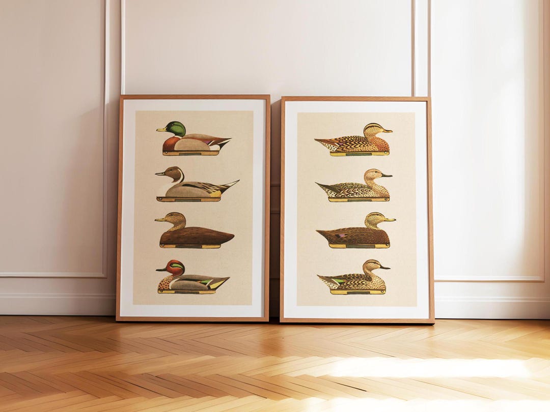 Retro Duck Art Prints Hunting Art Duck Decoy Posters Set of 2 Outdoorsy ...