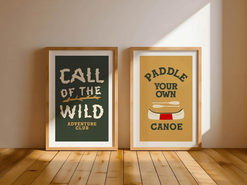 Fun Camping Prints Retro Outdoors Art Poster Set of 2 Camping Wall ...