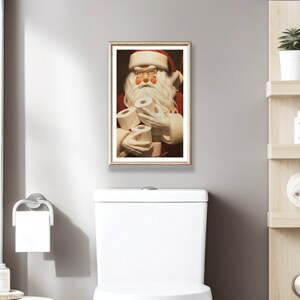 Santa Painting Bathroom Art Funny Poster Print Vintage Style - Etsy