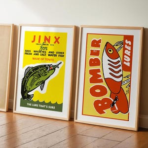 Retro Fishing Lure Prints Fishing Art Poster Set of 2 Fishing Wall ...